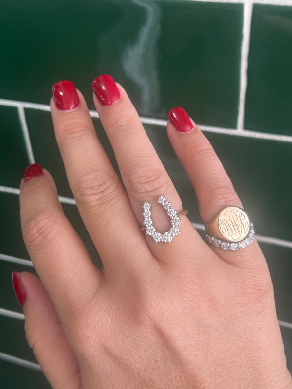 Diamond Horse Shoe Ring in 18ct Gold - Warners Fine Jewellery